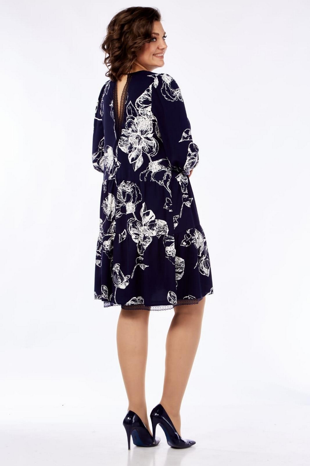 Платье 1035 синий + цветы Milora купить в интернет магазине | в наличии